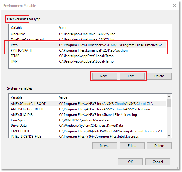 Create Or Modify Environment Variables In Windows Ansys Optics