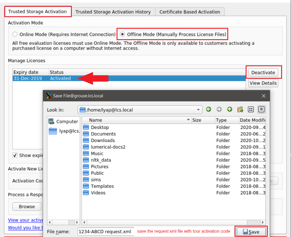 Deactivating Floating trusted storage license (legacy) – Ansys Optics