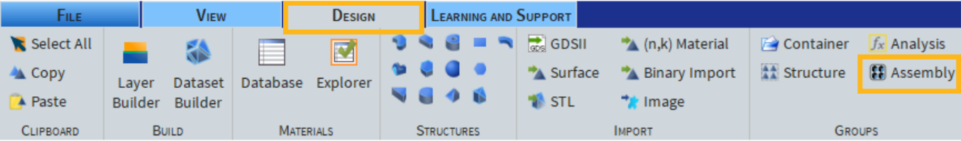 Assembly Groups - Simulation Objects – Ansys Optics