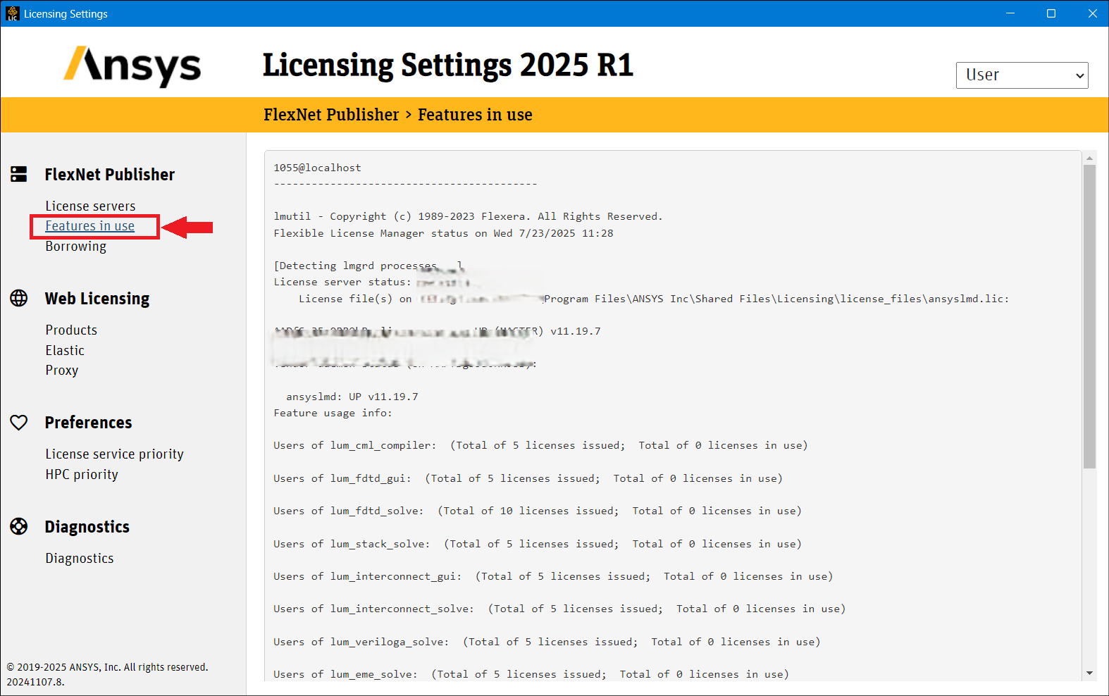How to check license status and availability – Ansys Optics