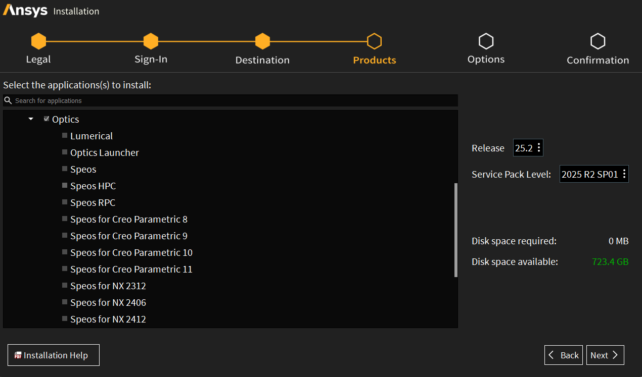 Installing using the Ansys automated installer – Ansys Optics