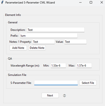 S-parameter (Parameterized) data collection wizard – Ansys Optics